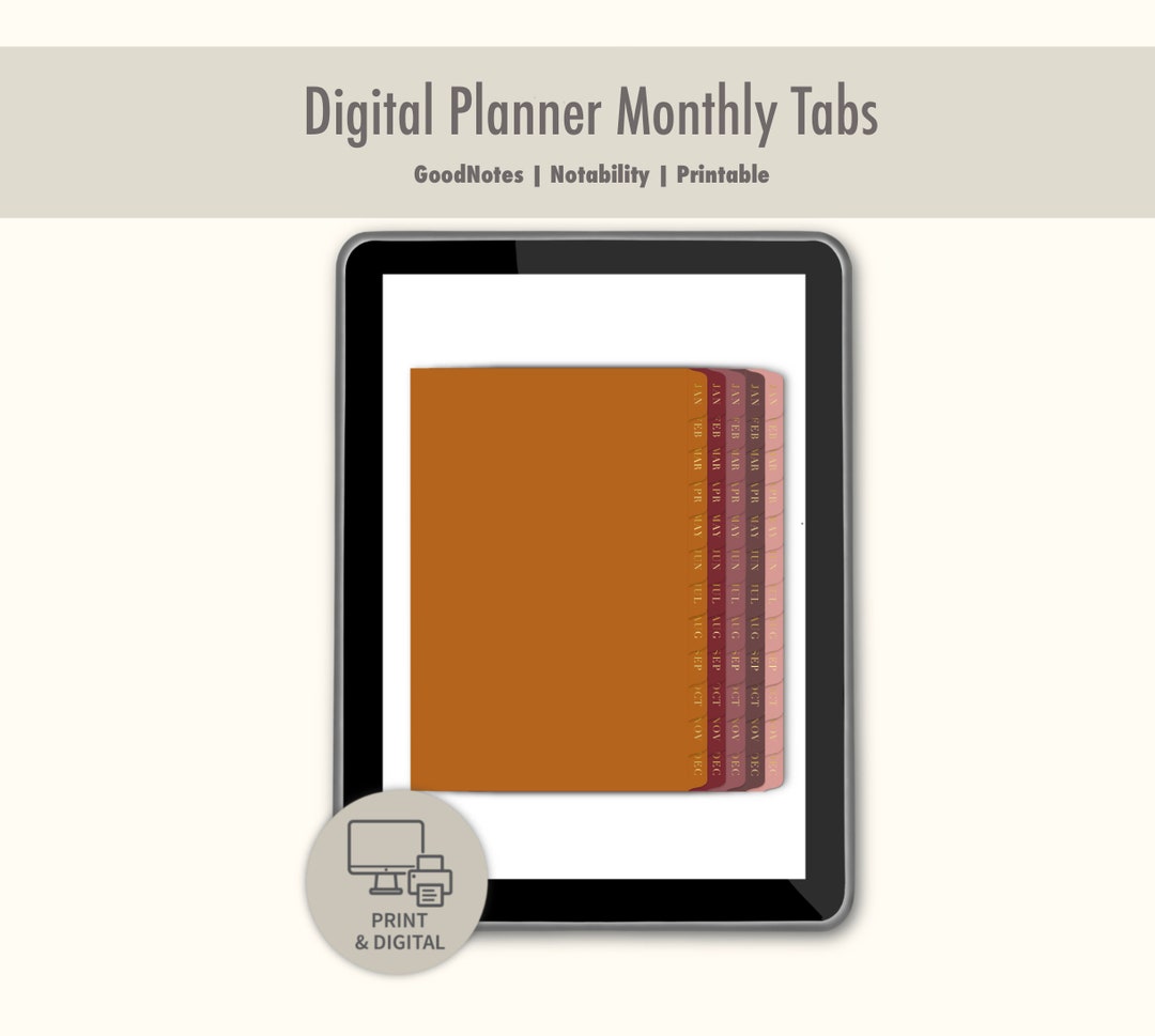 Digital Monthly Tab Dividers | Digital Tabs for Planning, Goodnotes ...