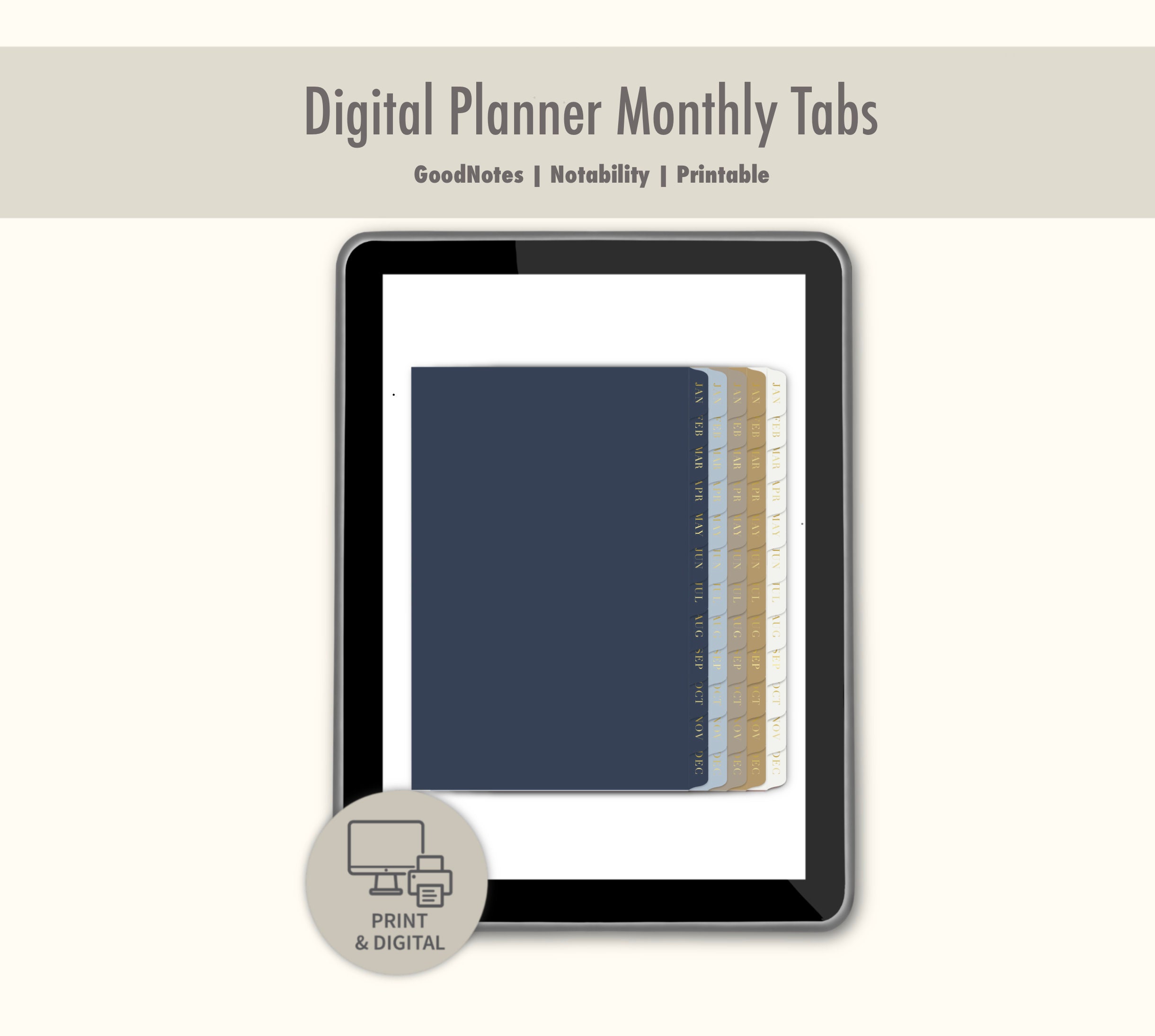 Digital Monthly Tab Dividers | Stickers Tabs for Planning, Goodnotes ...
