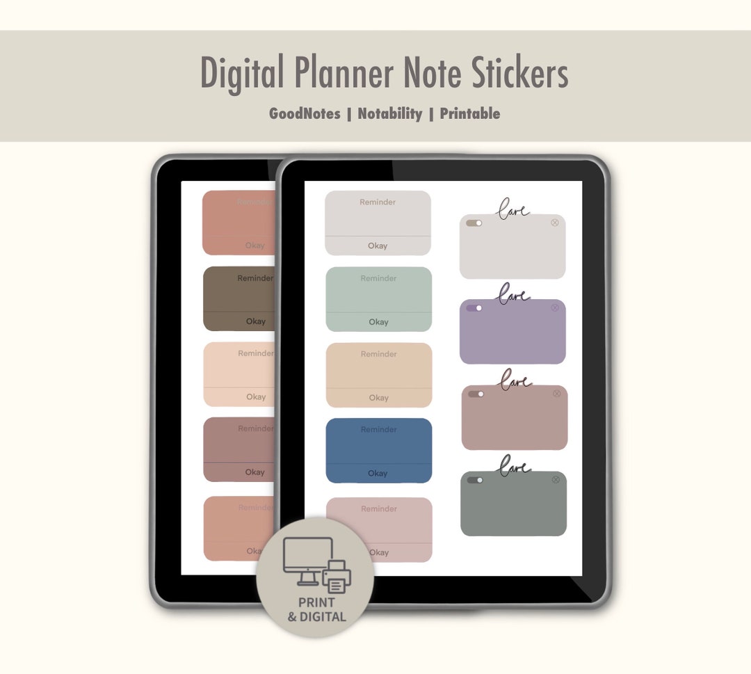 Digital Planner Sticky Note Tabs | Goodnotes Notification Stickers ...