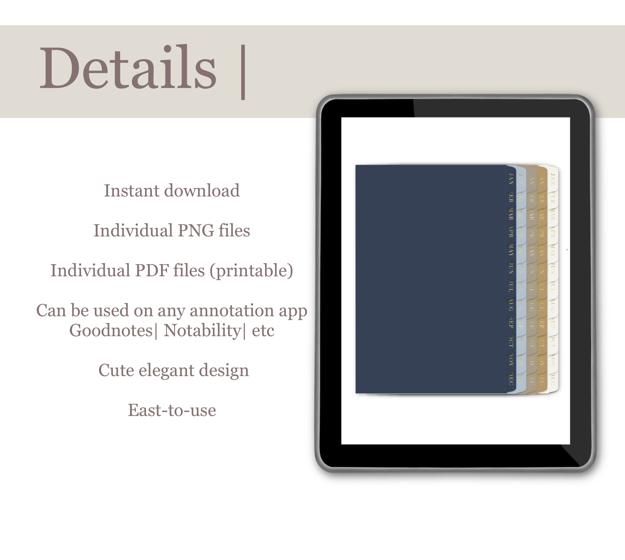 Digital Monthly Tab Dividers | Stickers Tabs for Planning, Goodnotes ...