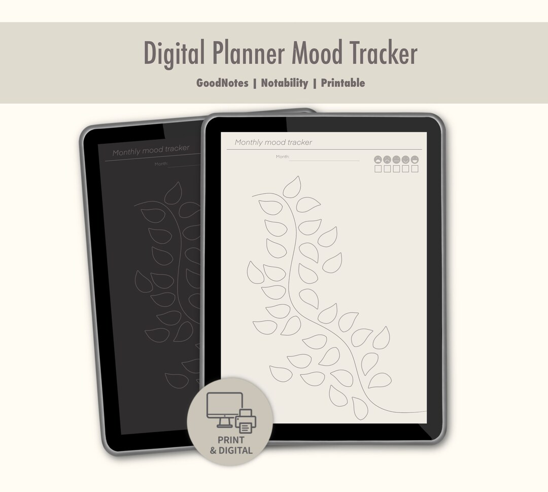 Digital Mood Tracker | Goodnotes Planner Printables, Digital Template ...