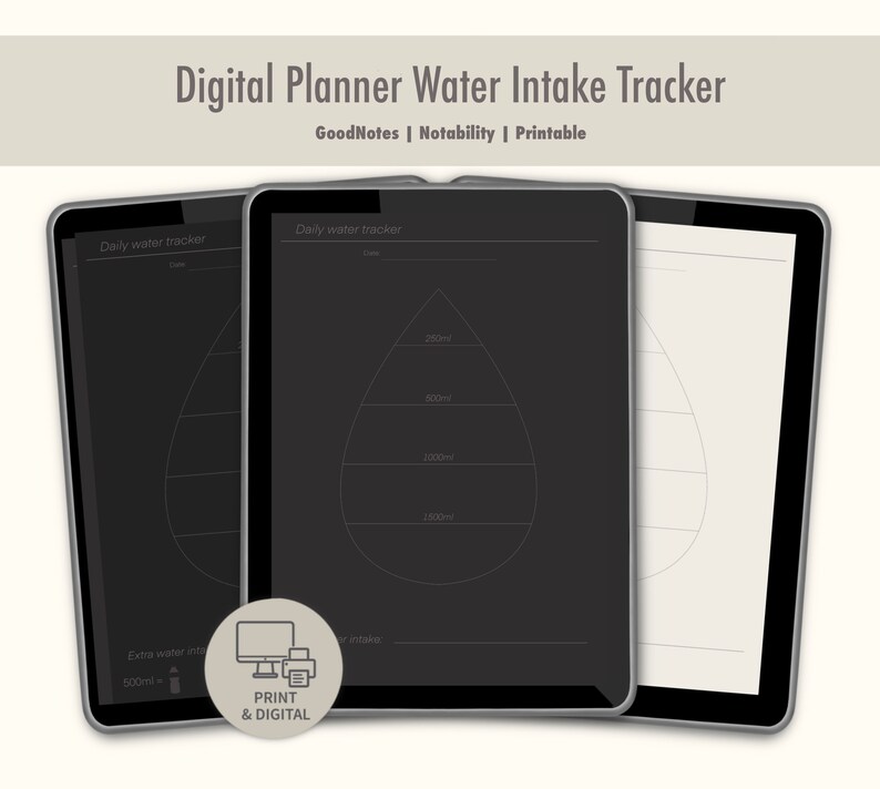 Digital Water Intake Tracker | Goodnotes Planner Stickers, Digital ...
