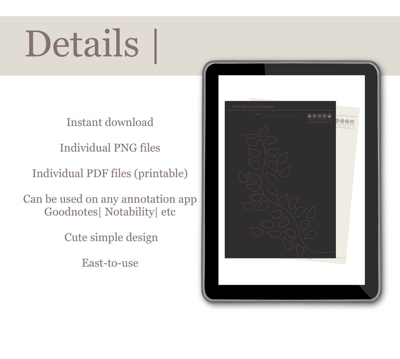 Digital Mood Tracker | Goodnotes Planner Printables, Digital Template ...