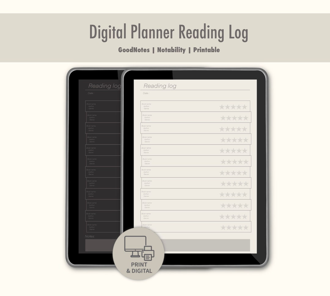 Digital Reading Log | Templates for Tracking, Minimalist Digital ...