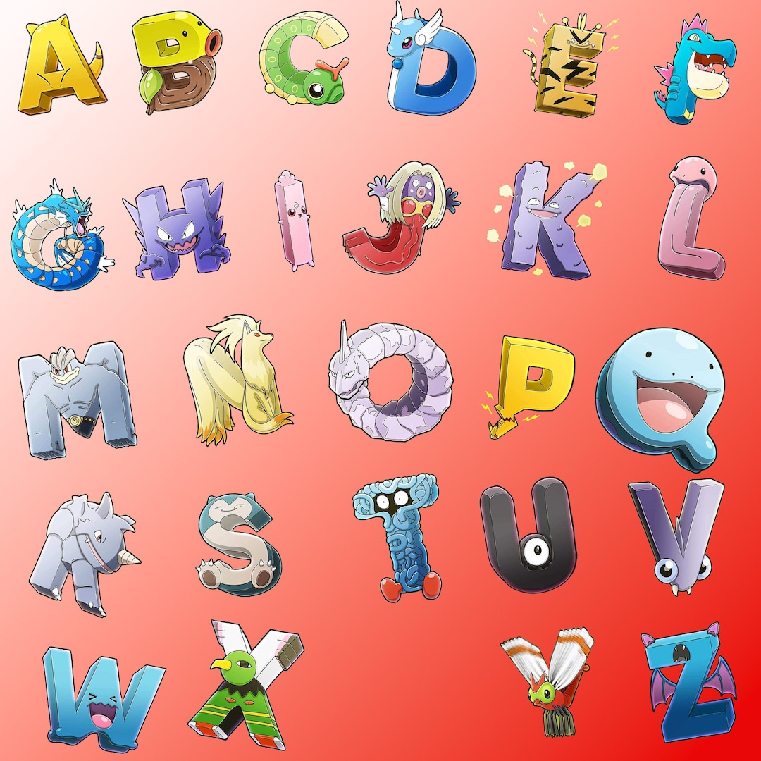 Complete Pokémon Alphabet Bundle - Printable PNG/SVG Designs for Kids ...