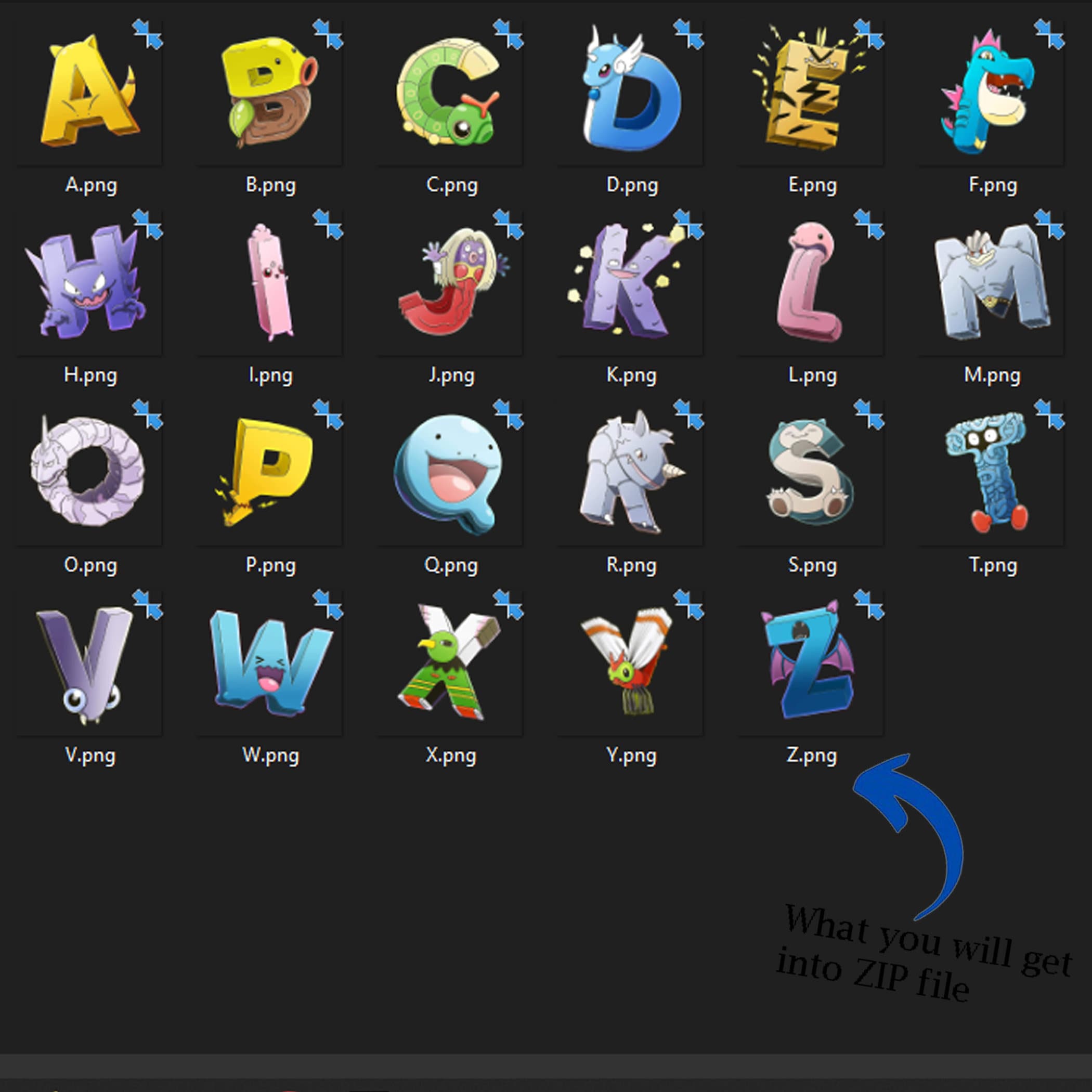 Complete Pokémon Alphabet Bundle - Printable PNG/SVG Designs for Kids ...