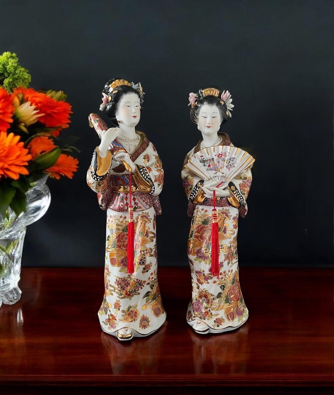 Beautiful Large Porcelain Geisha Pair - Etsy
