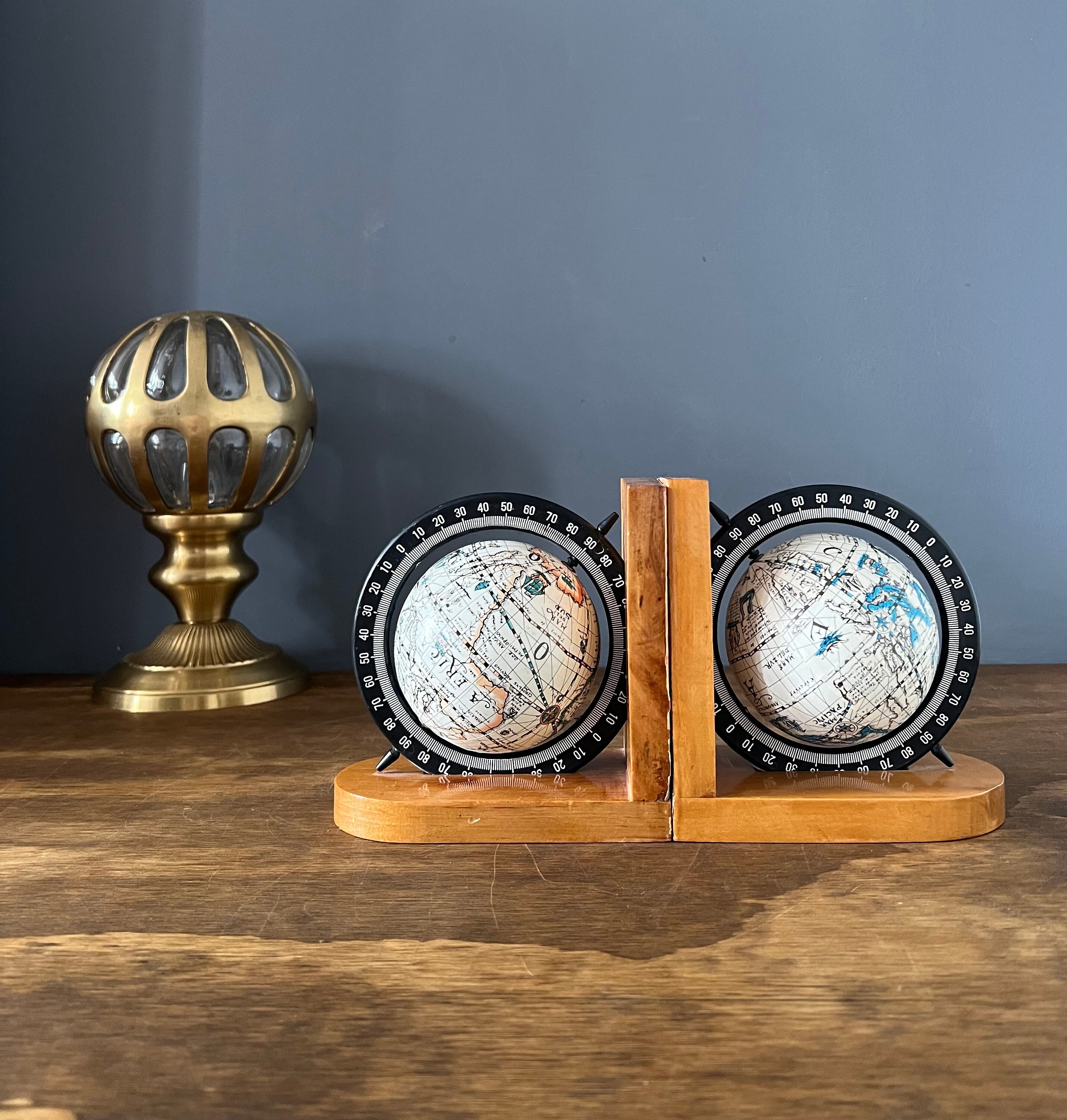 Vintage World Globe Bookends - Etsy
