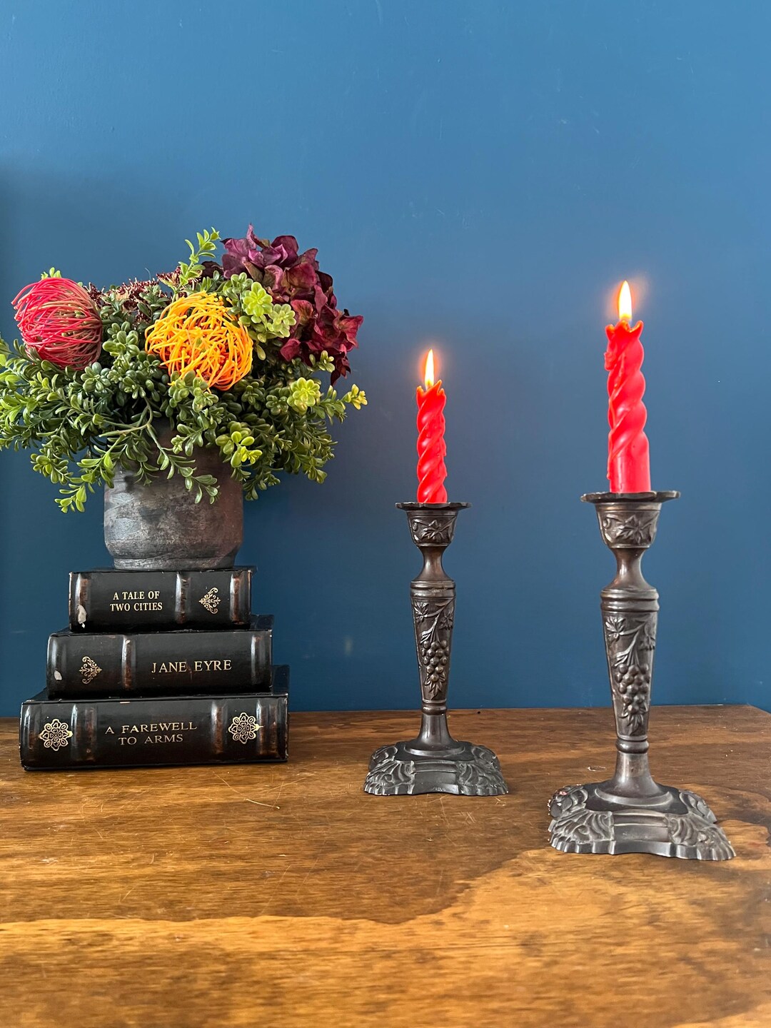 Vintage Grapevine Embossed Candle Holders - Etsy
