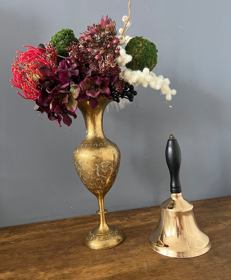 Large Vintage Brass School Bell - Etsy