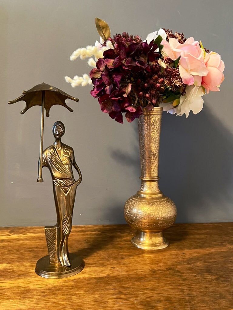 Vintage Brass Women Statue - Etsy