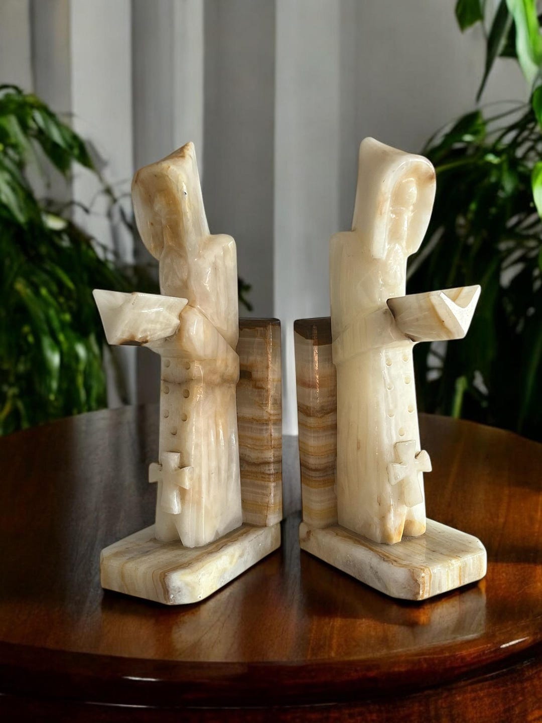 Large Vintage Onyx Monk Bookends - Etsy