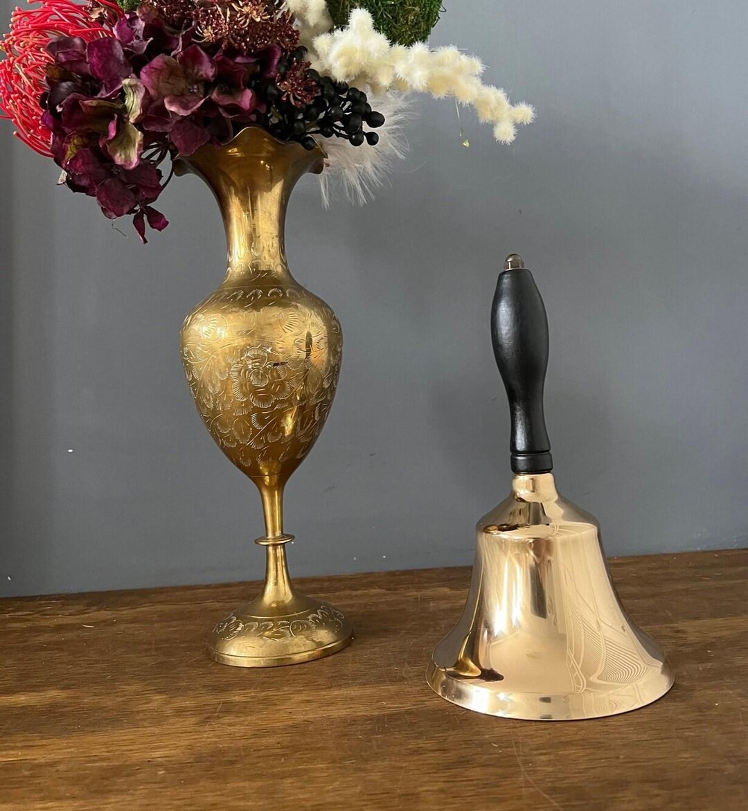 Large Vintage Brass School Bell - Etsy