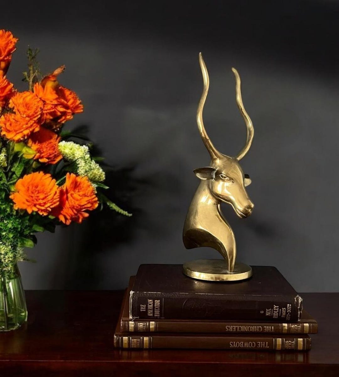 Antelope Head Brass Statue - Etsy