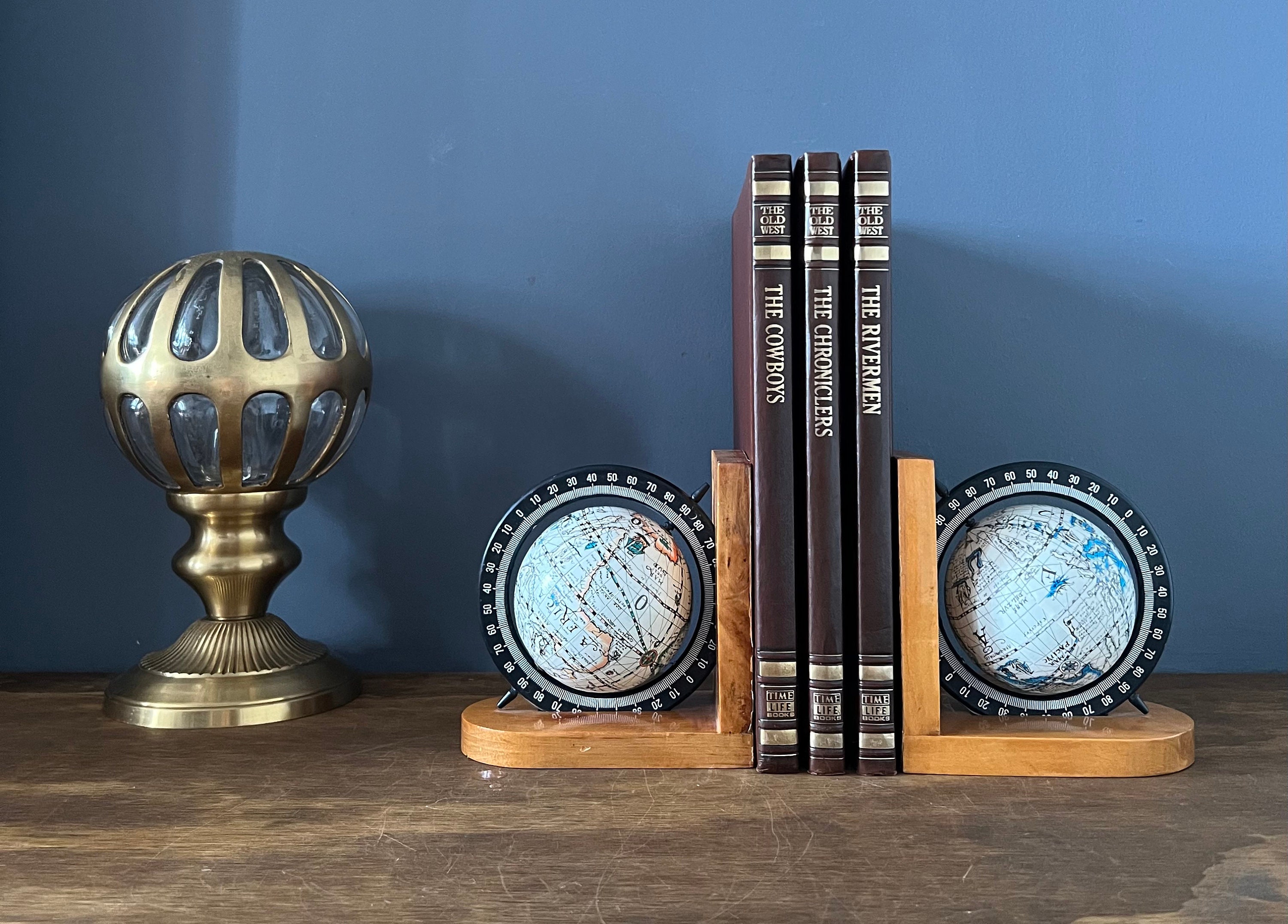Vintage World Globe Bookends - Etsy