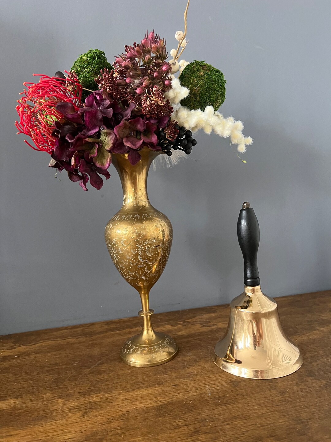 Large Vintage Brass School Bell - Etsy