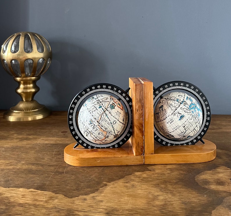 Vintage World Globe Bookends - Etsy