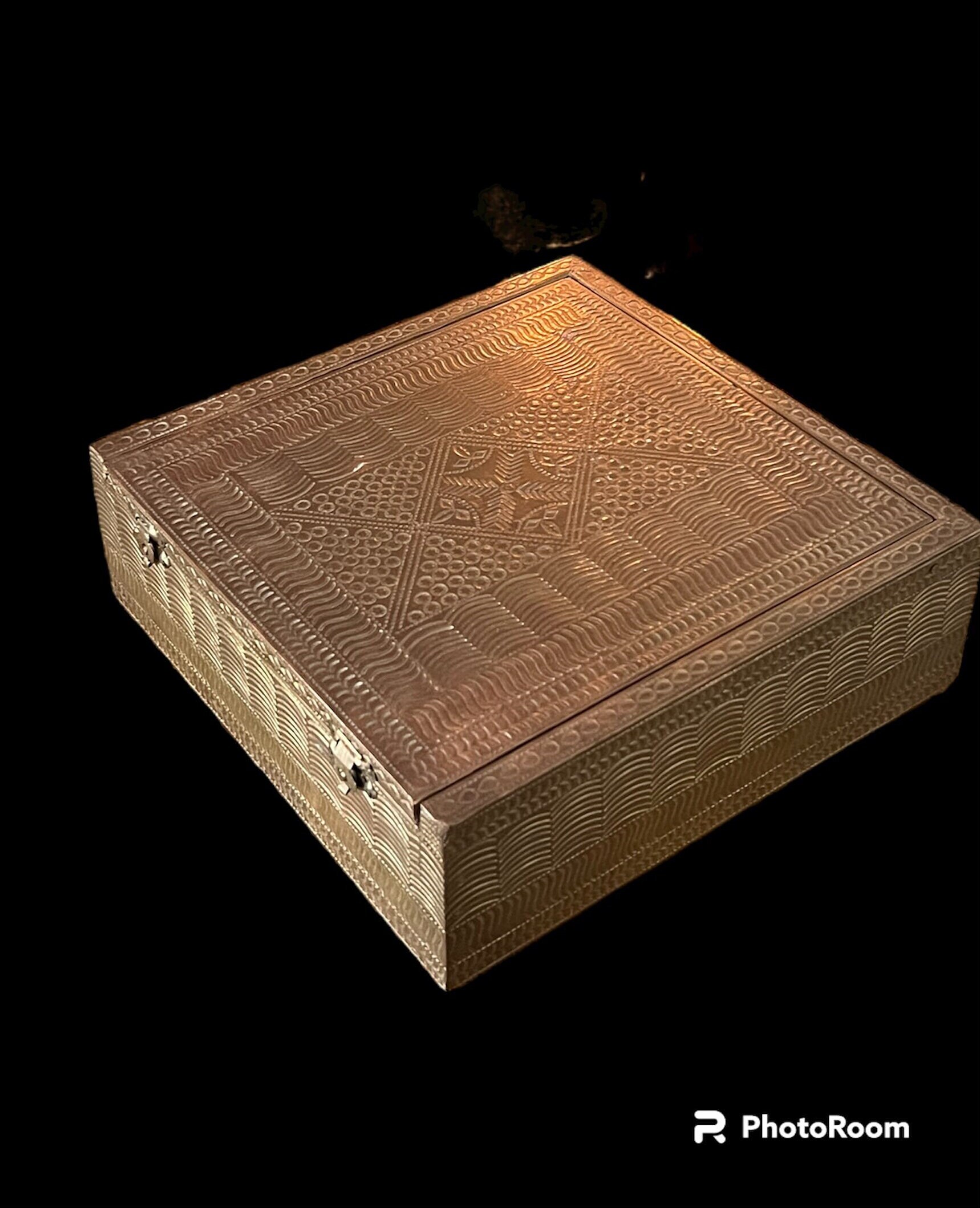 Stunning Antique Wooden Box With Brass Overlay - Etsy