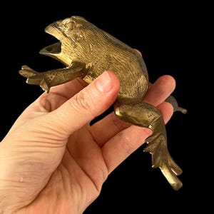 Vintage Brass Frog Paper Weight - Etsy