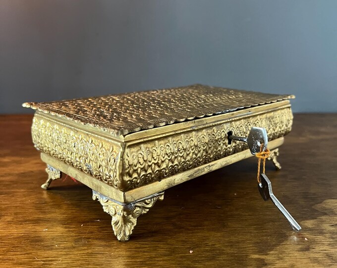 Stunning Vtg Solid Brass Box With Key - Etsy