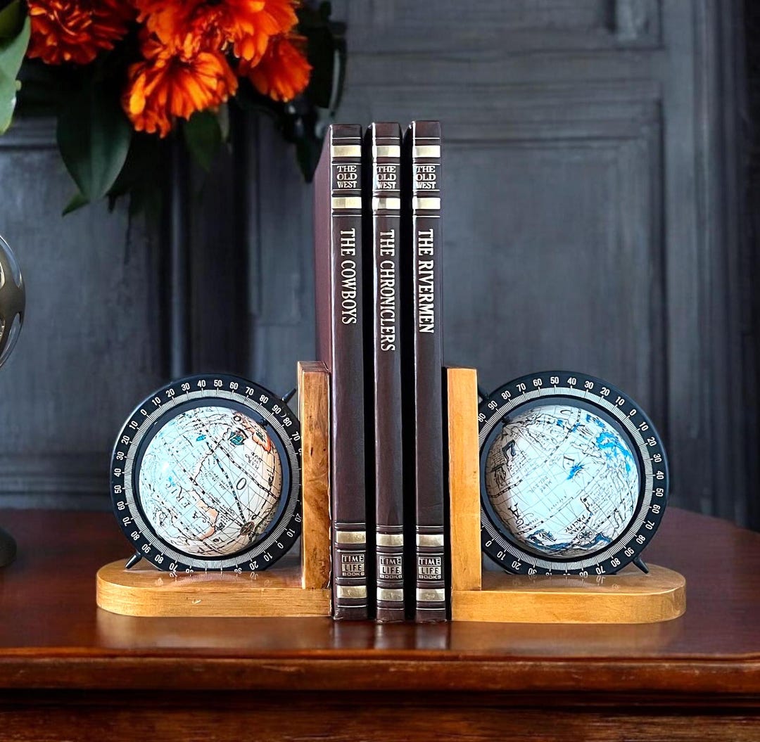 Vintage World Globe Bookends - Etsy