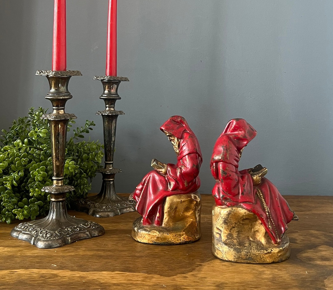 A Pair of Antique Bronze Monk Bookend - Etsy