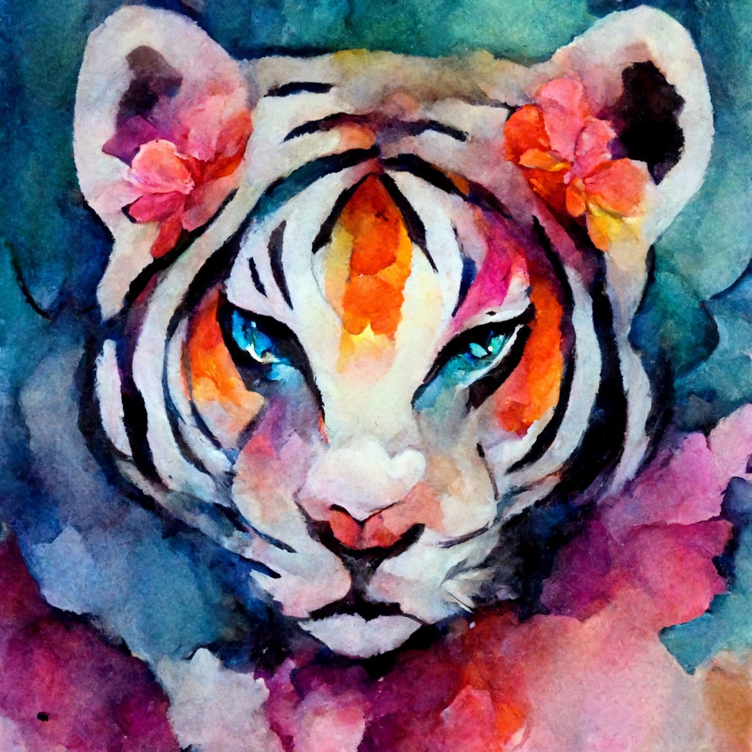 Pastel Tiger Digital Download Tiger Watercolor Fine Art Printable Tiger ...
