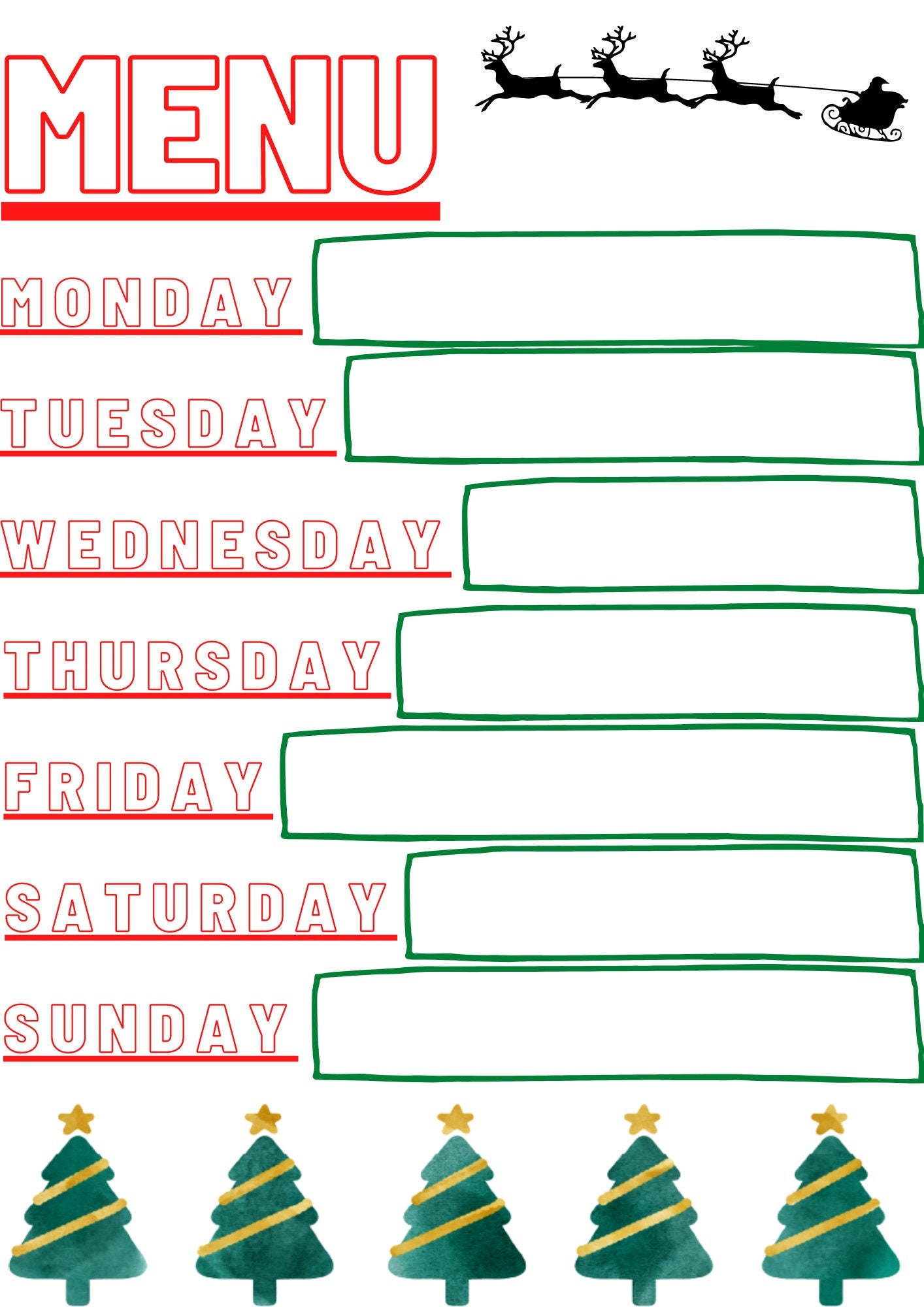 Christmas Themed Weekly Meal Plan Menu - Etsy