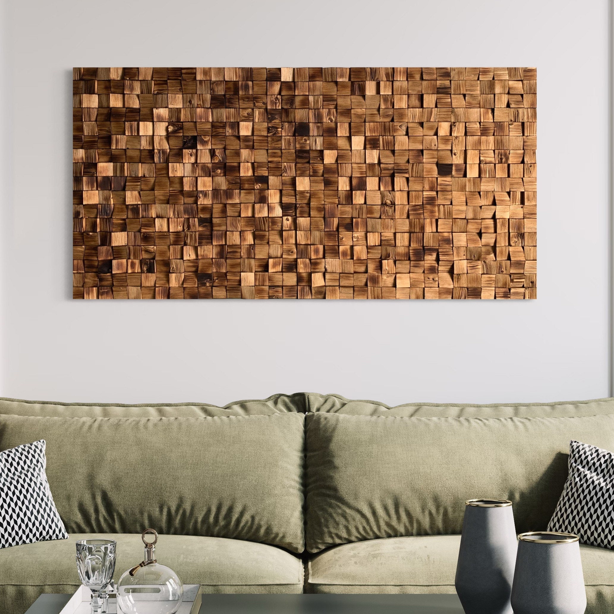 Acoustic Panel Sound Diffuser Wood Wall Art Home Decor Wood Mosaic ...