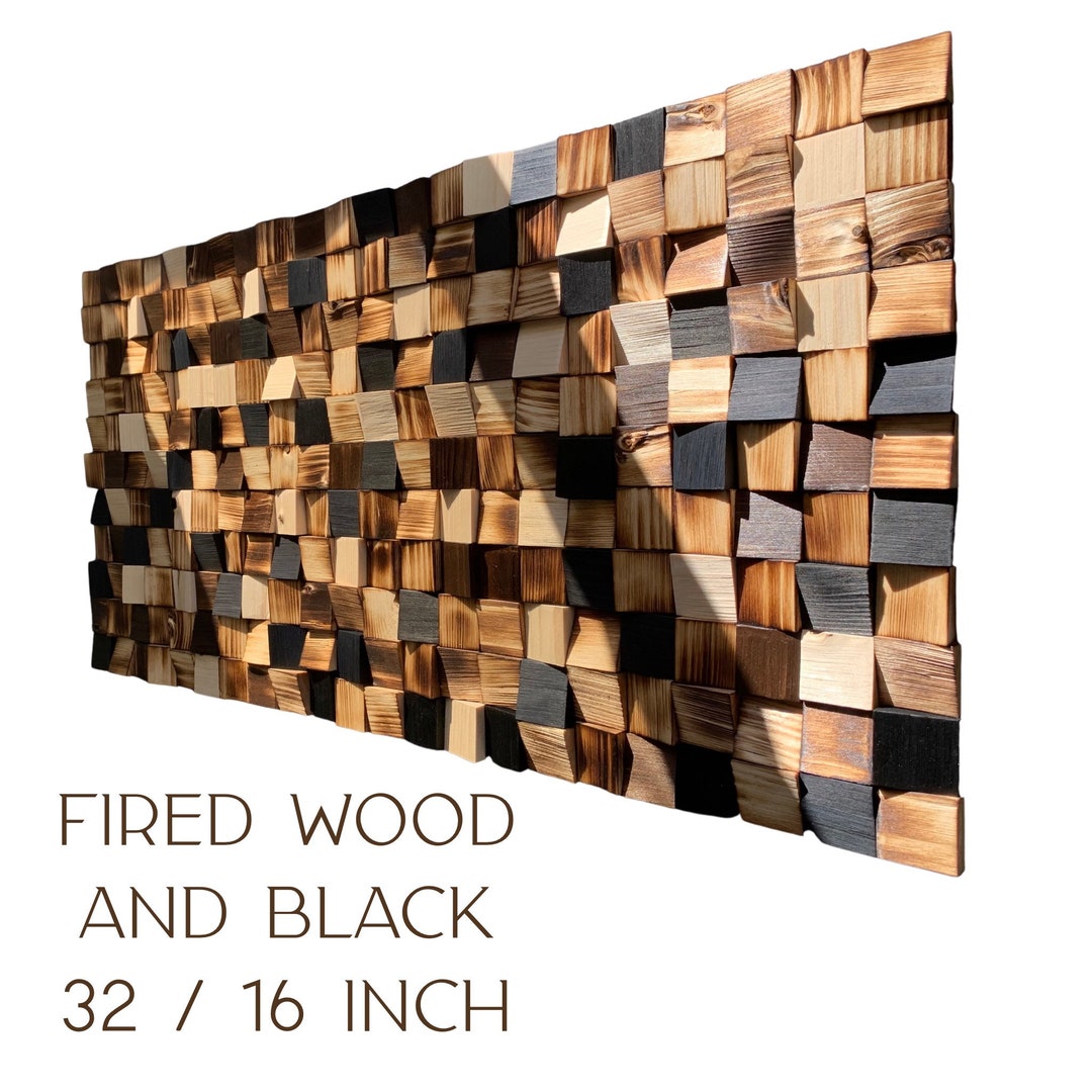 Wooden Wall Decor 3D Wall Art Rustic Wooden Mosaic Acoustic - Etsy