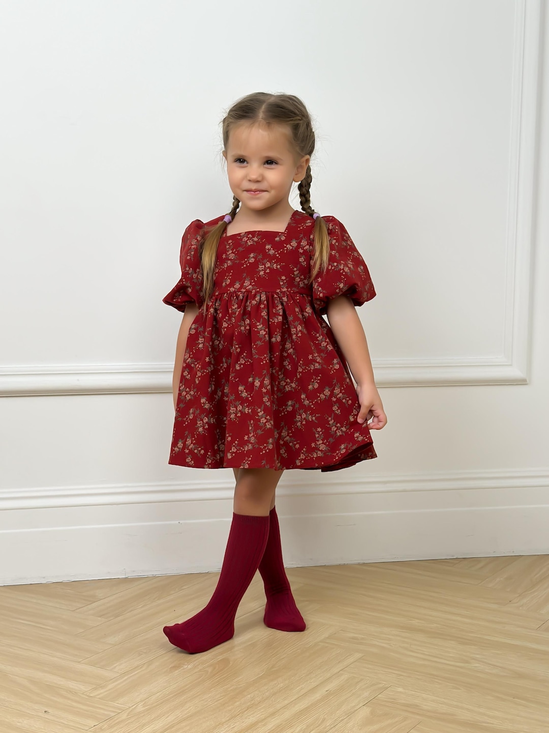 Girls Dress Sewing Pattern With Puff Sleeves and Back Buttons | Size 9M ...