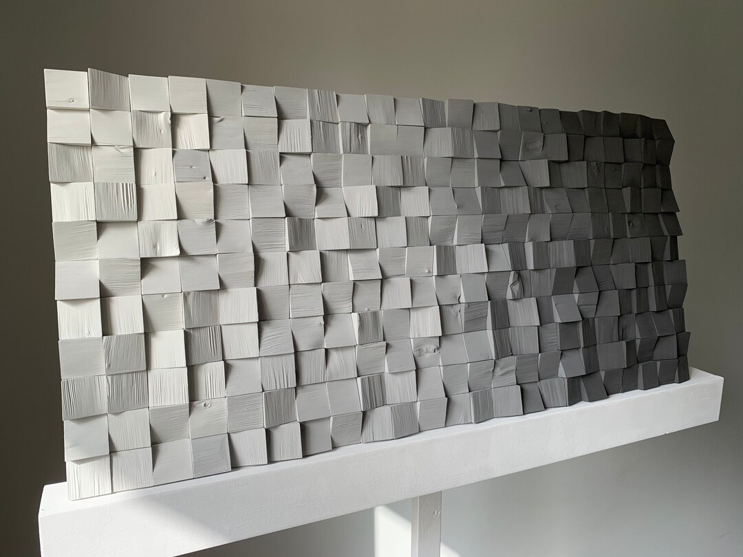Wood Wall Art Sound Diffuser Gray Gradient Acoustic Panel Noise ...