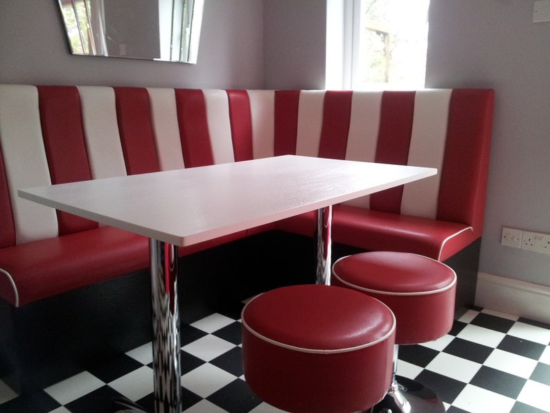American Diner Corner Seating Booth Complete With Table & Stools - Etsy