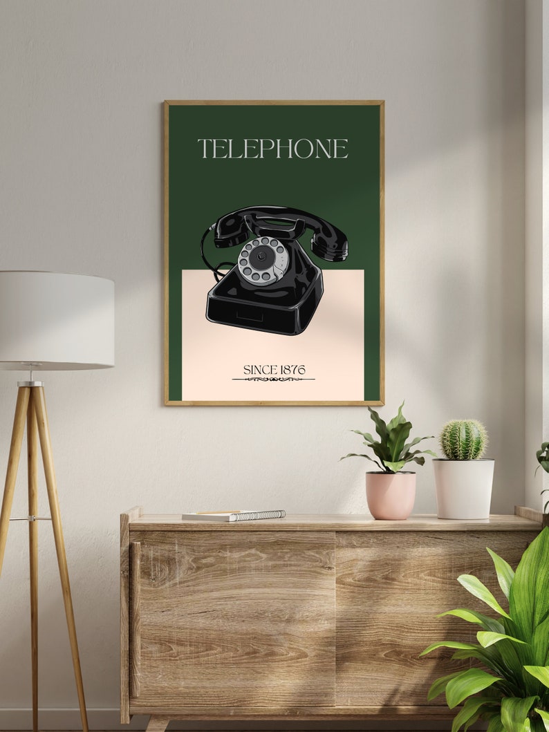 Antique Dial Telephone Vintage Poster Digital Print | Boho Art | Retro ...
