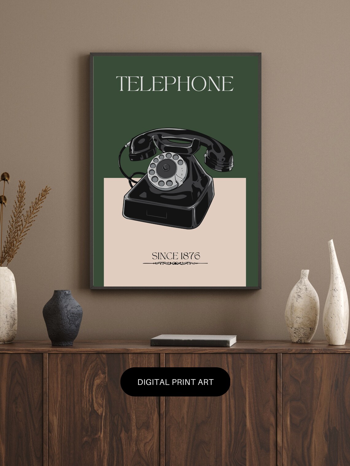 Antique Dial Telephone Vintage Poster Digital Print | Boho Art | Retro ...