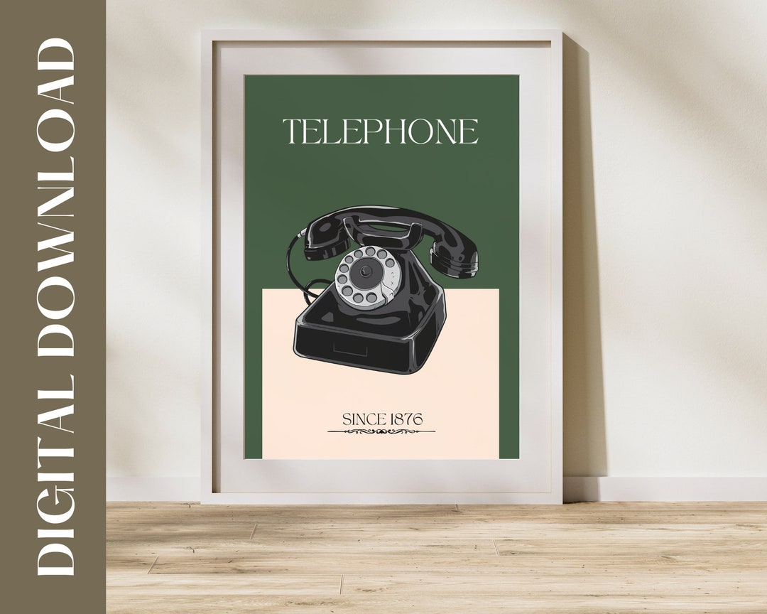 Antique Dial Telephone Vintage Poster Digital Print | Boho Art | Retro ...