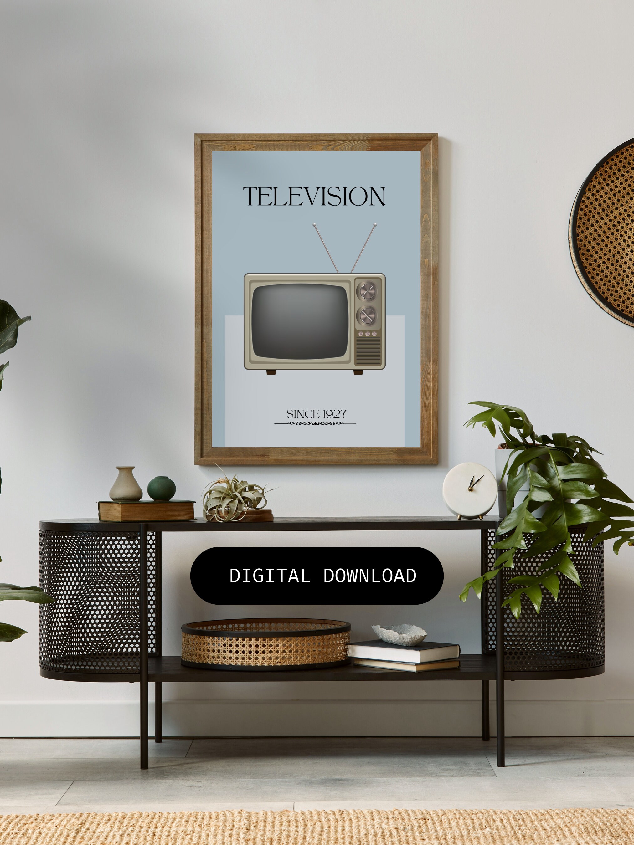 Antique Television Vintage Poster Digital Print | Boho Art | Retro Wall ...