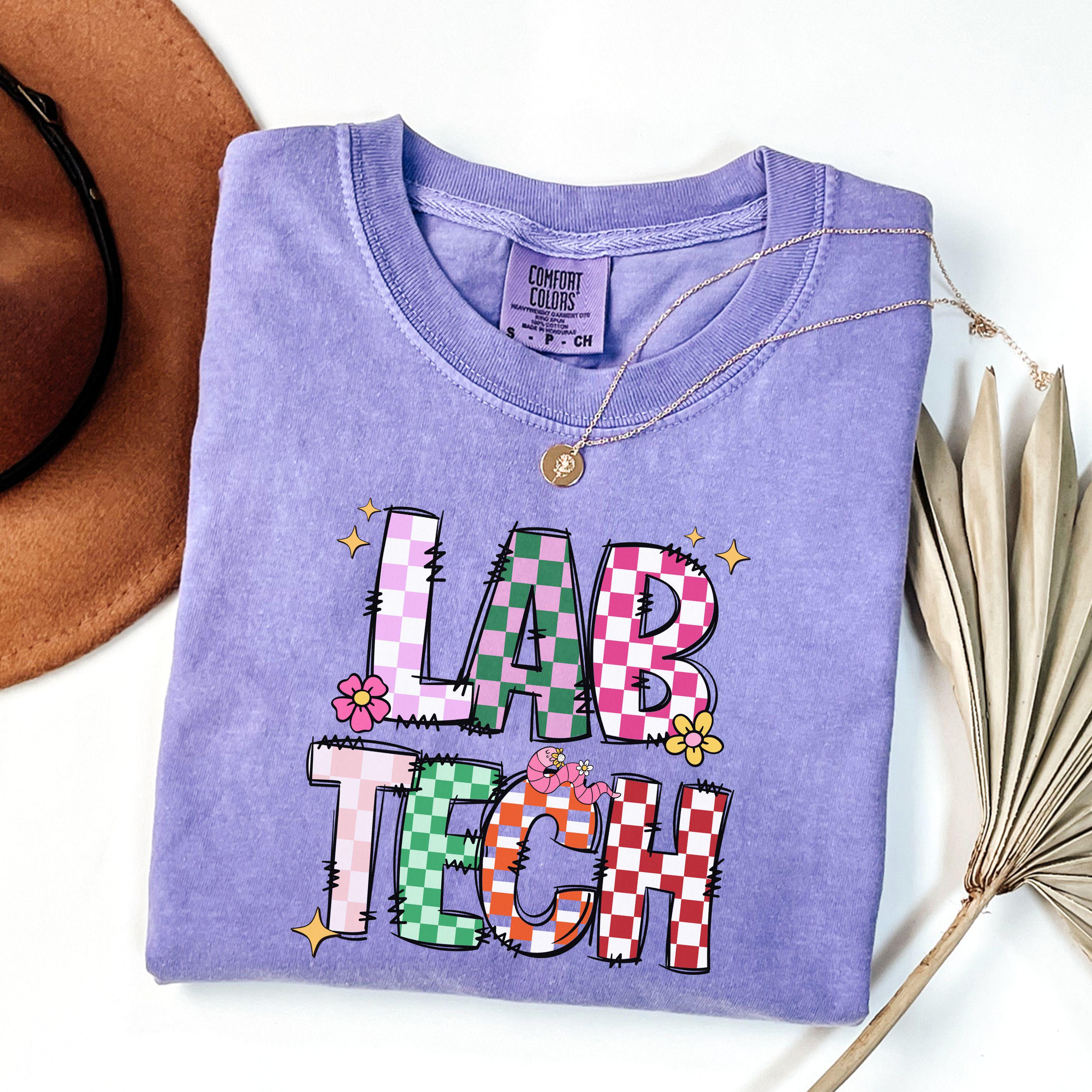 Checkered Lab Tech Shirt, Retro Style Laboratory Tech Tshirt, Comfort ...