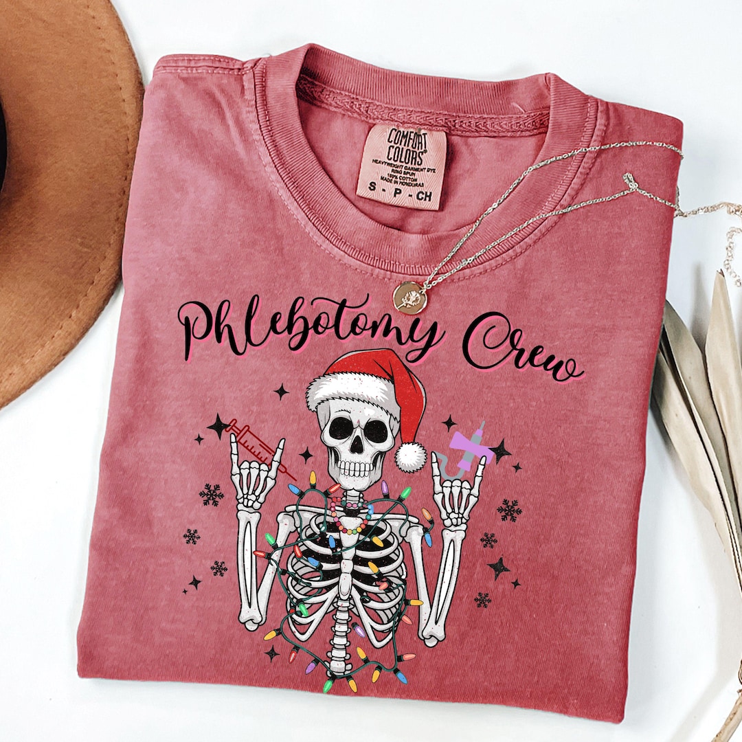 Christmas Skeleton Phlebotomy T-shirt, Phlebotomy Tech Skeleton Shirt ...