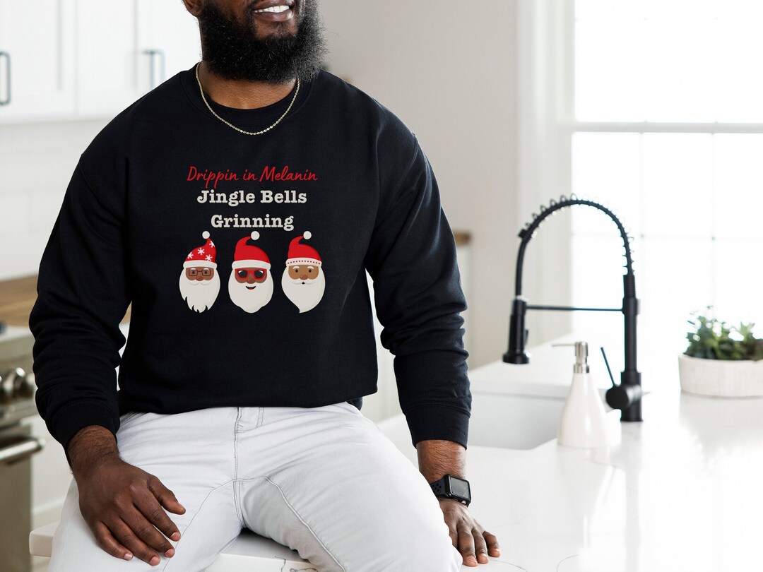 Black Santa Sweater for Men, Christmas Sweater for Him, Funny Christmas ...