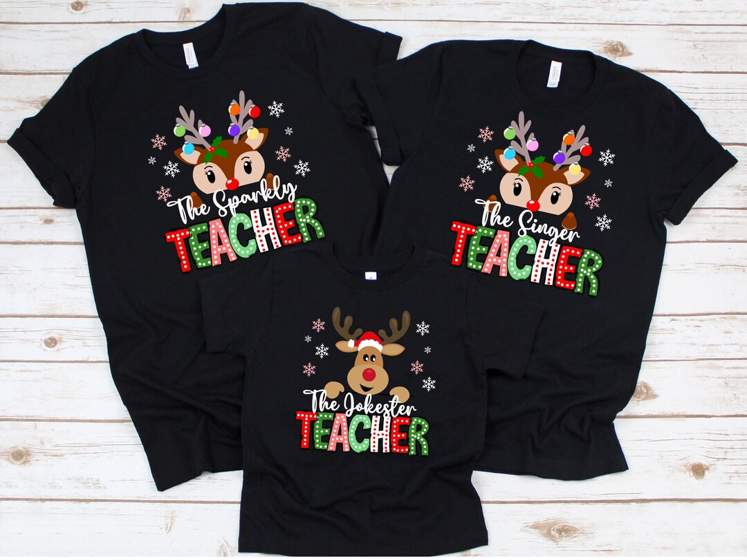Christmas Reindeer Teacher Shirts, Teacher Matching Xmas Shirts ...
