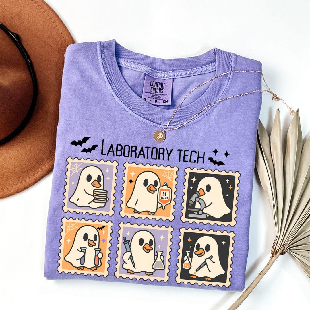 Halloween Lab Tech T-shirt, Ghosts Lab Tech Shirt Funny Lab Tech Shirt ...