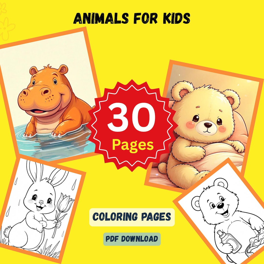 Animal Coloring Pages for Kids and Adults | 30 Printable PDF Sheets ...