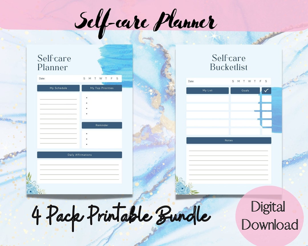 Self Cate Planner Checklist for Mental Health and Wellness, Daily Well ...