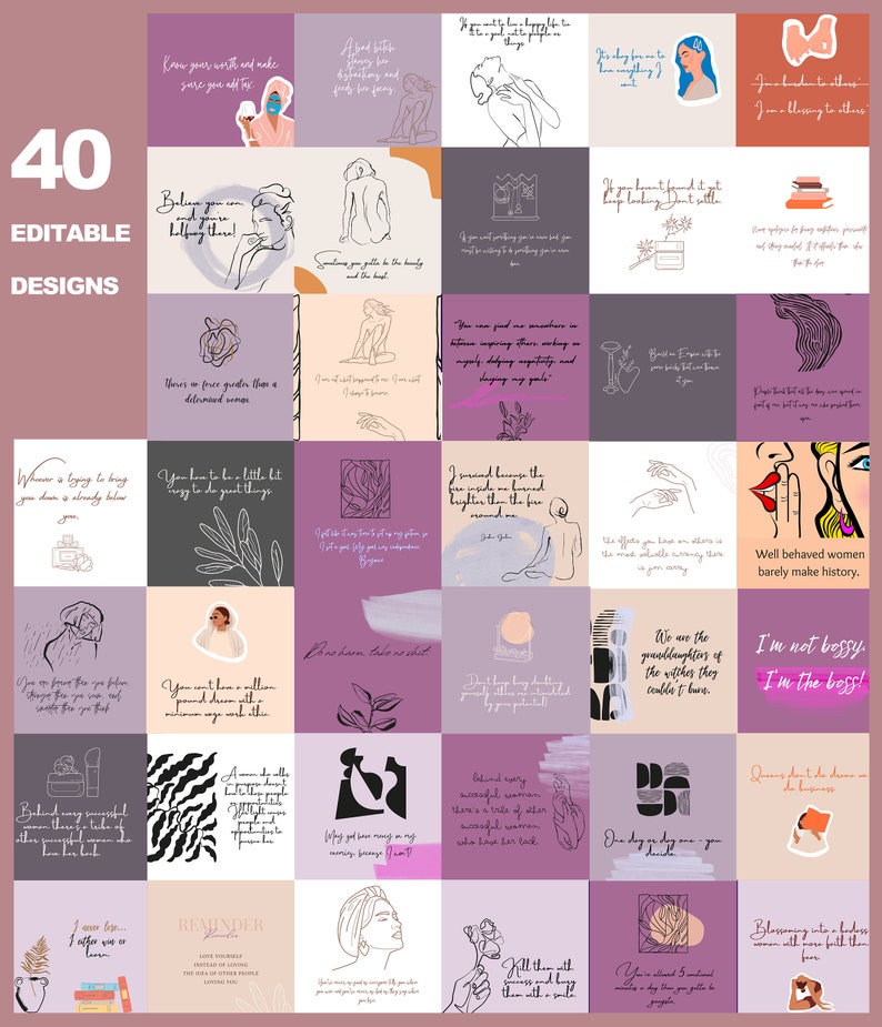 Inspirational Quotes With Premium Design | 40 PACK | Canva Template ...