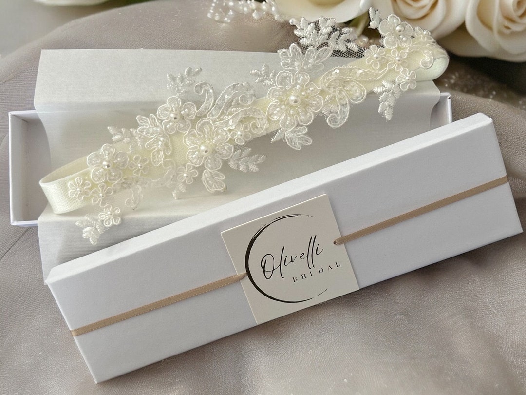 Bridal Wedding Soft Stretch Garter Delicate Lace and Tiny Pearls ...