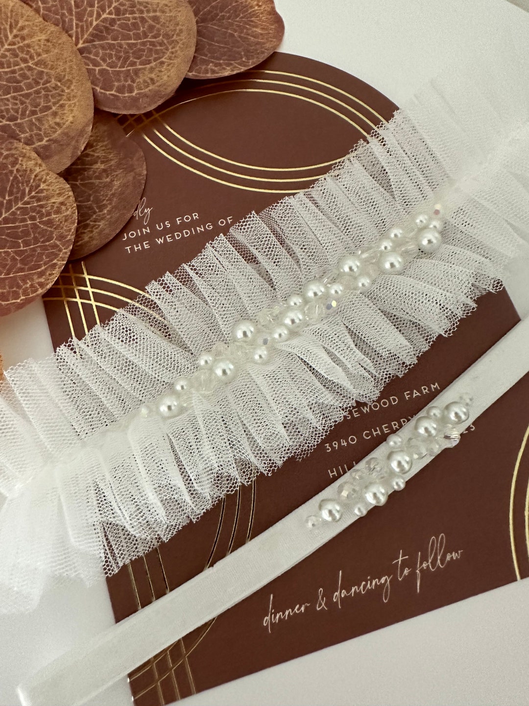 Bridal Wedding Garter Soft Stretch Garter Adorned With Small White ...