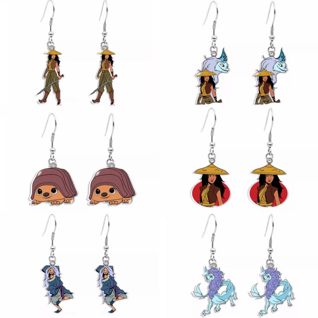 Raya and the Last Dragon Character Hook Earrings \ Disney Princess Movie Inspired Jewelry \ Sisu ...
