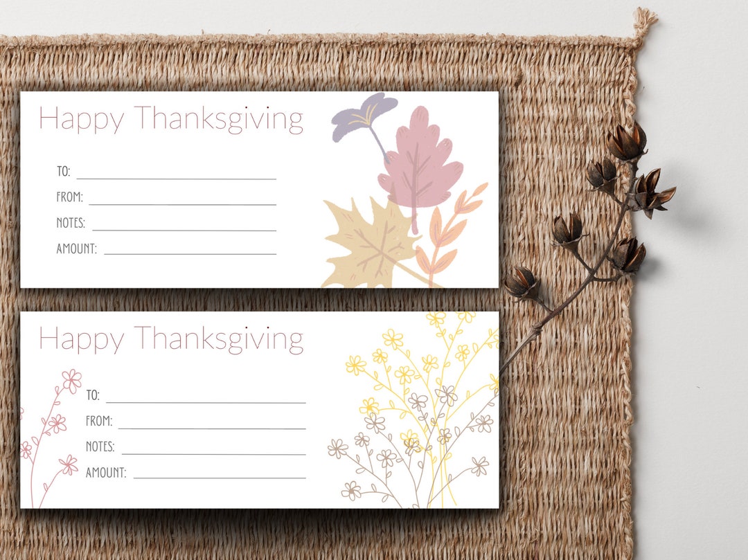 Thanksgiving (2-pack) Gift Certificate Template | Instant Digital ...