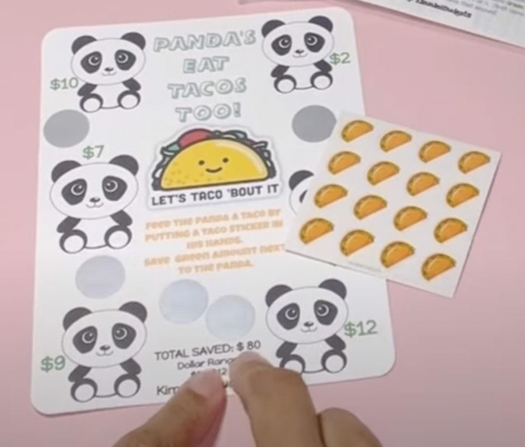 Panda Eat Tacos Too | Sticker Savings Challenge With Scratch Offs ...